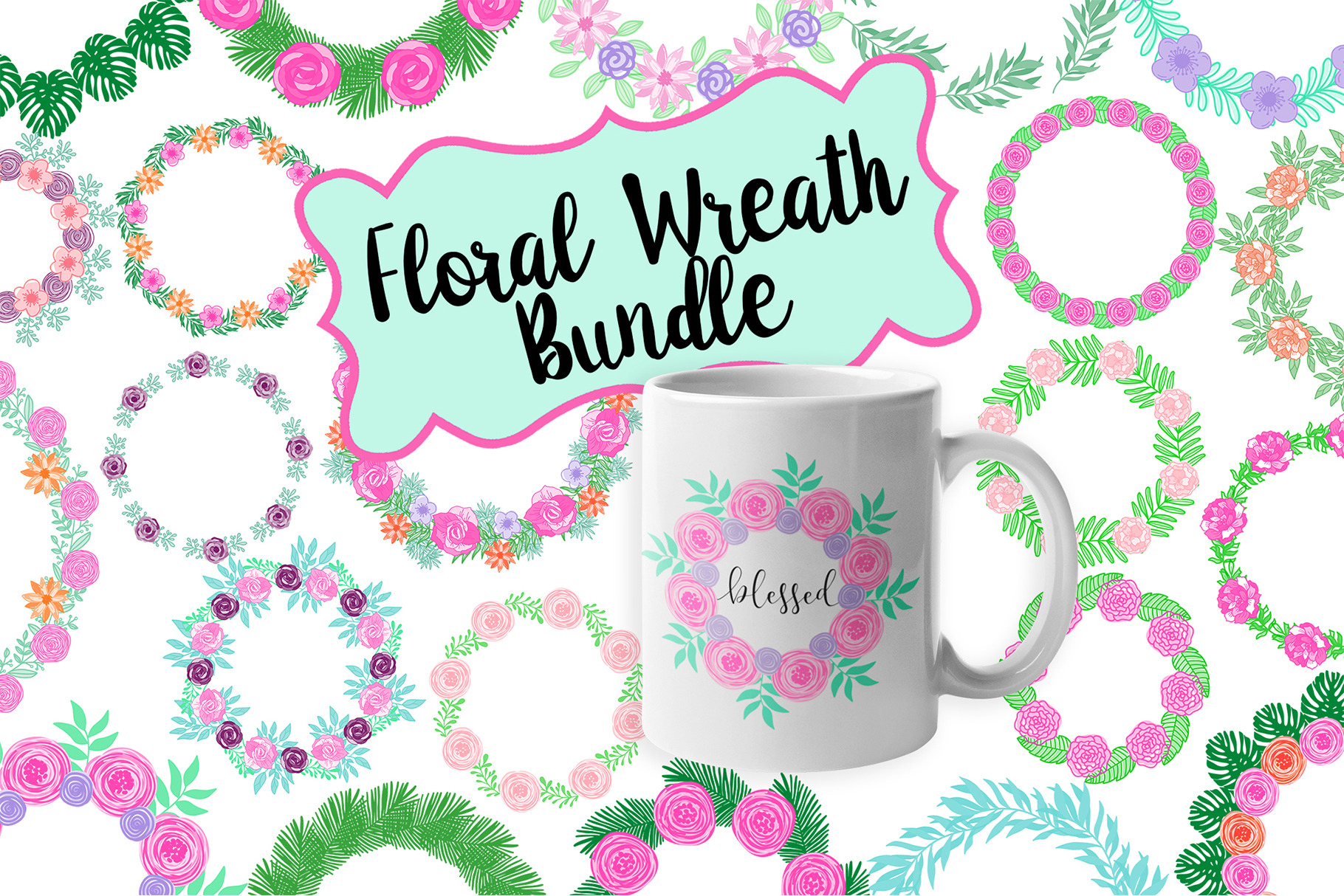 22 Floral Wreaths +bonus design, an Illustration by Creative Chaos ...