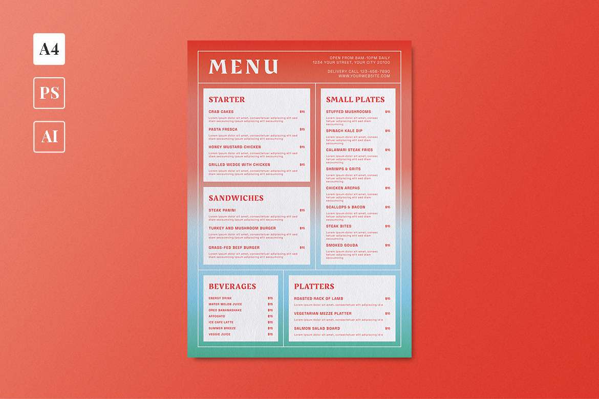 Trendy Food Menu