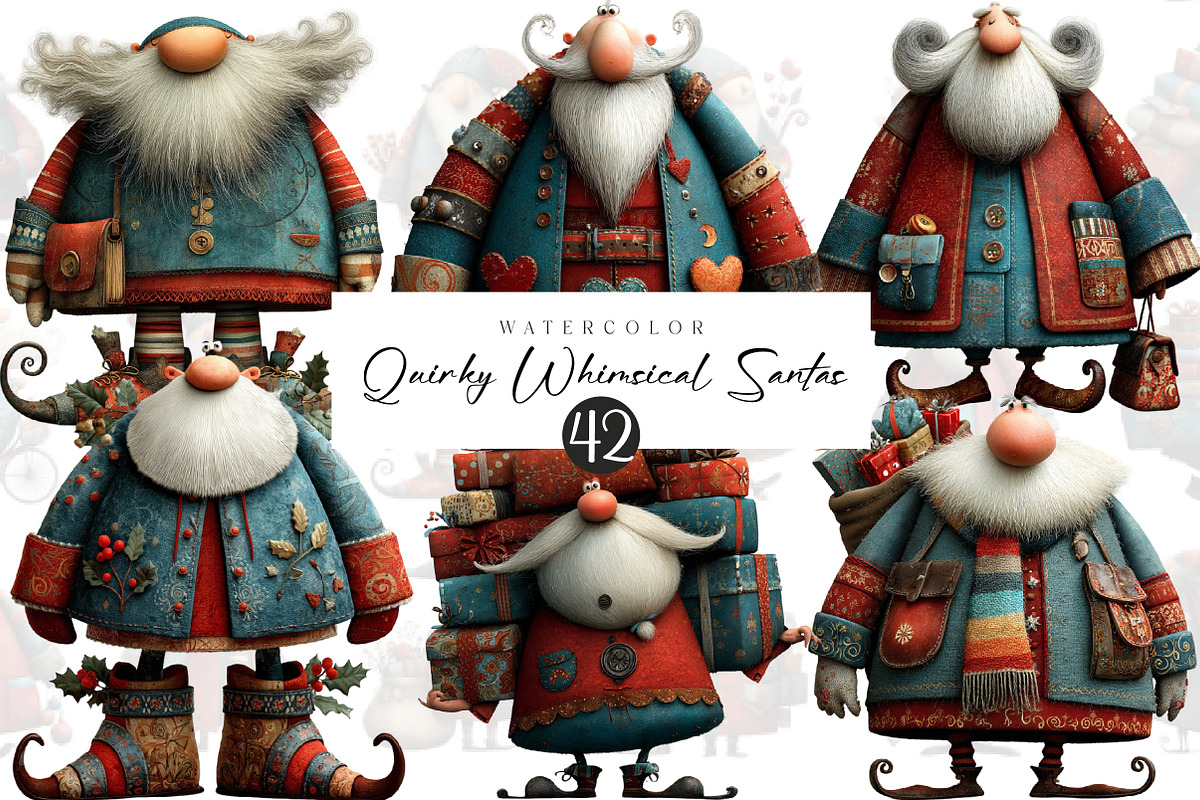 Whimsical Santa Clipart, an Illustration by CreationArt