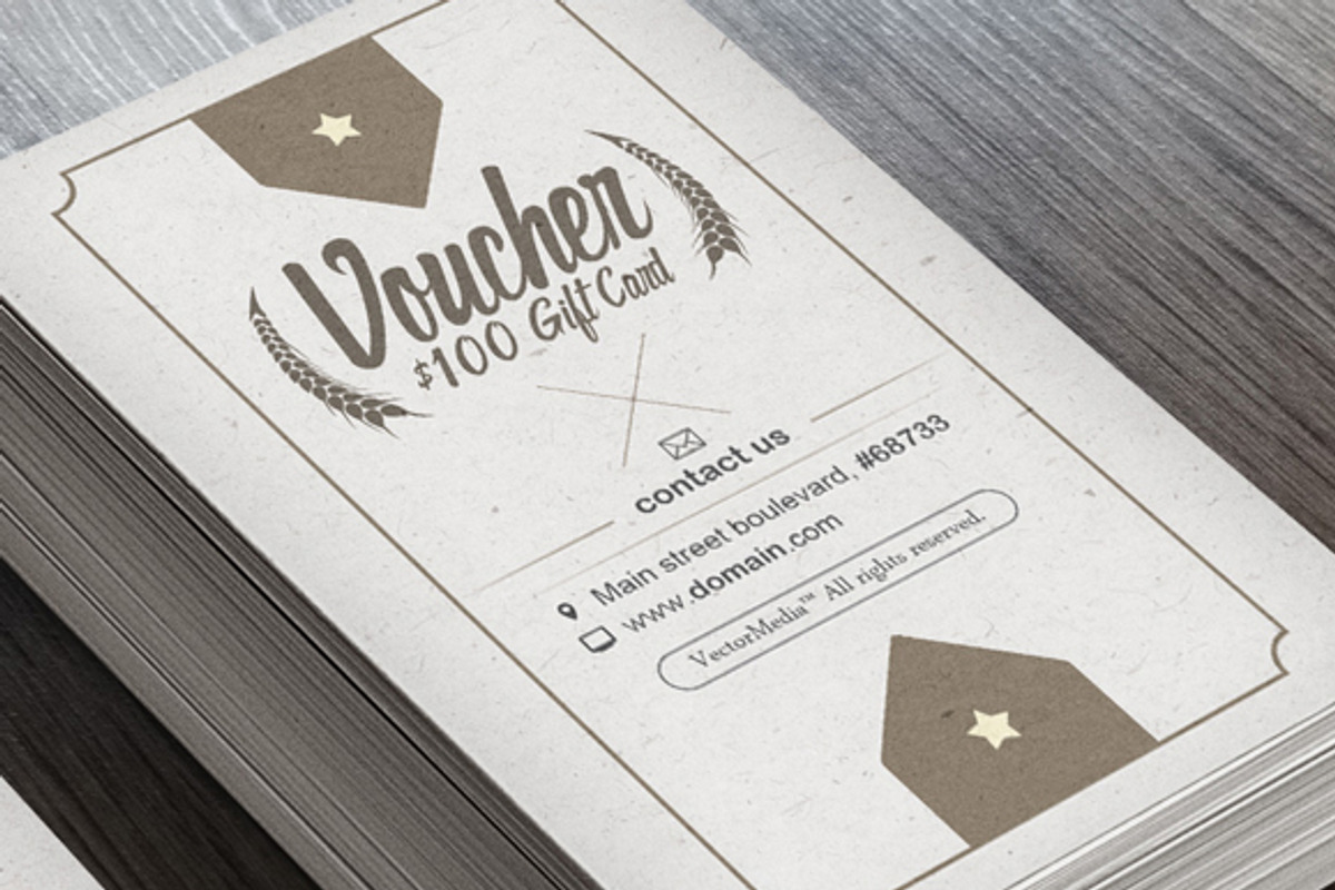 Vintage Voucher Card, a Card Template by VectorMedia