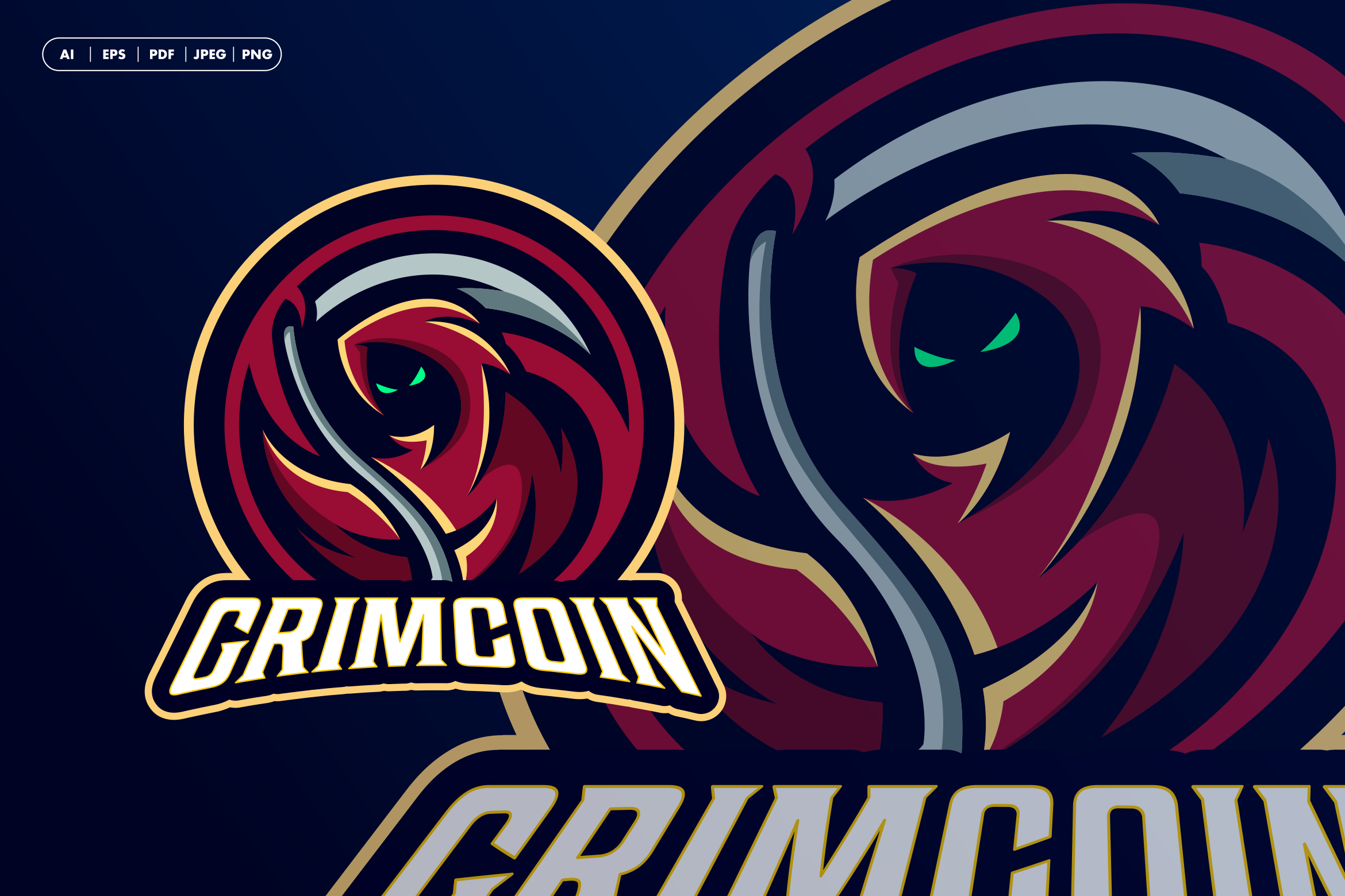Grim Coin Mascot Modern Logo, a Branding & Logo Template by EndR_ID