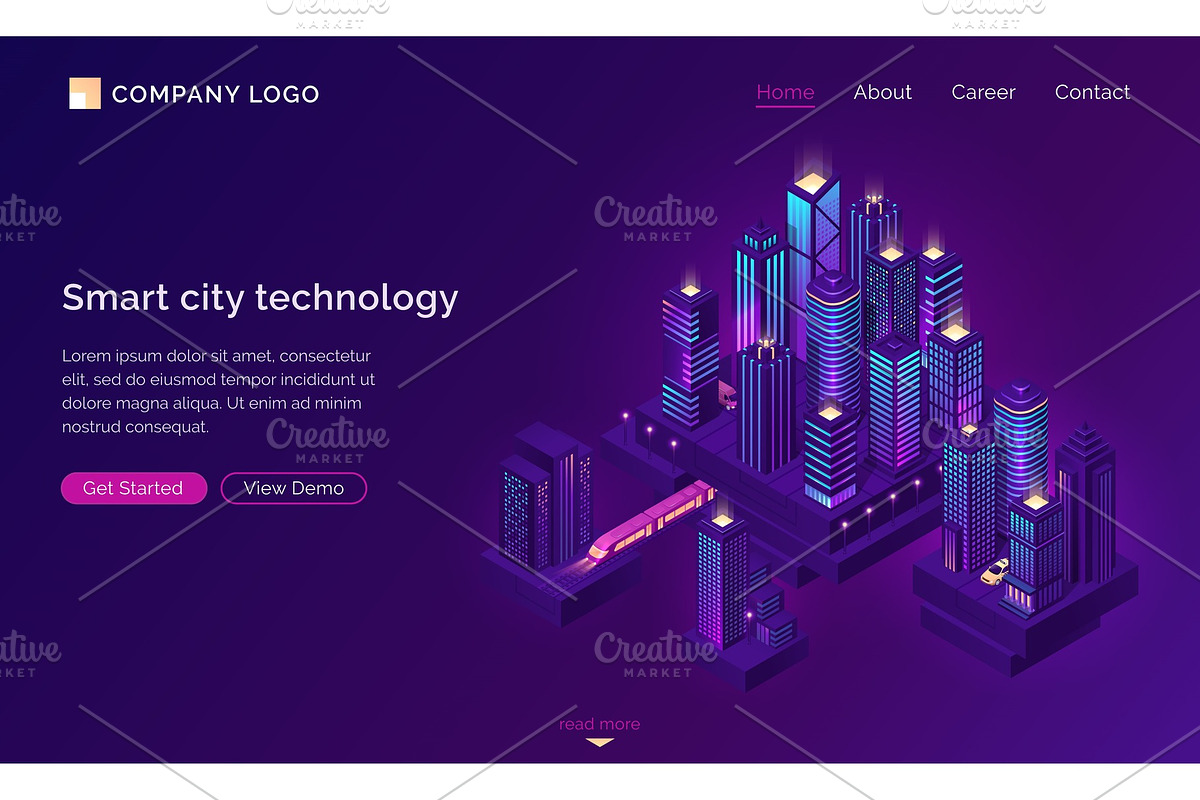 Smart city technology with isometric, a Technology Illustration by art ...