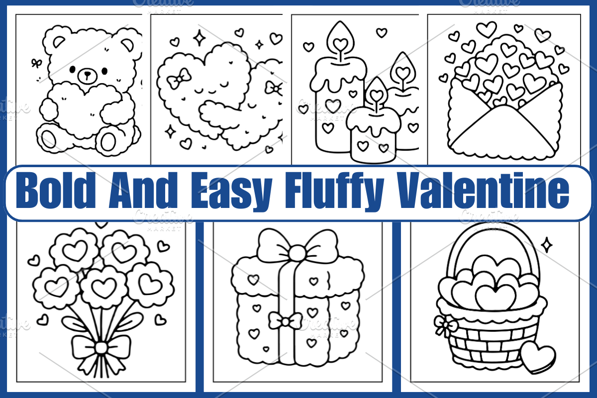 Fluffy Valentine’s Day Coloring Page, a Seasonal Illustration by Ink ...