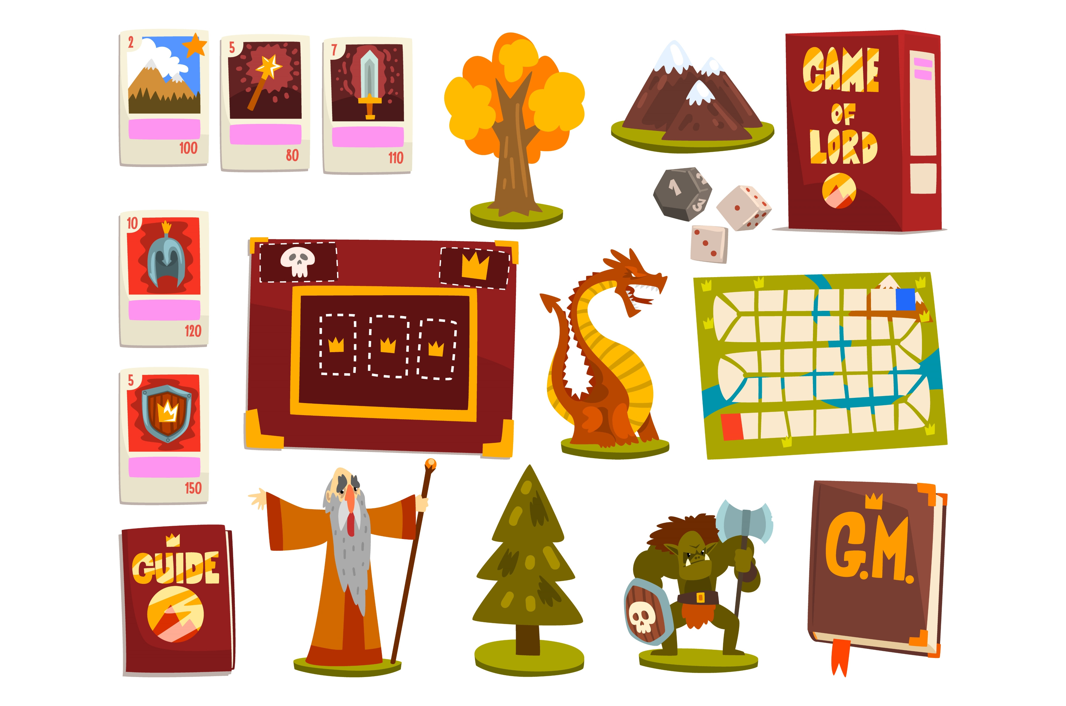 Fantasy Magic Board Game Elements, an Object Graphic by TopVectors