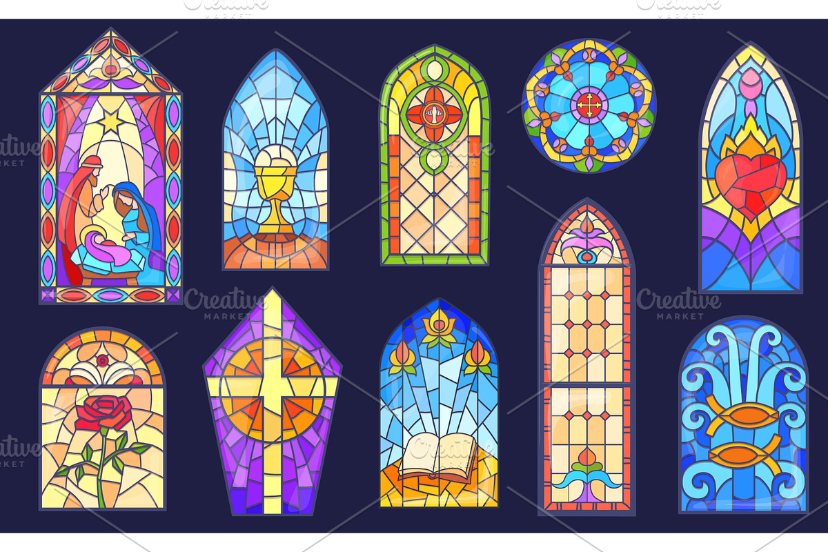 Cartoon stained glass. Beautiful, a Graphic by Stock-Smart-Start