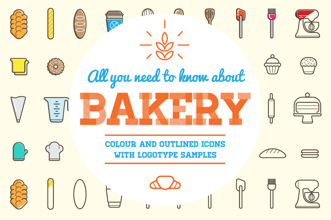 Awesome Bakery Icons and Logo Set, an Outline Icon by Ckybe's Corner