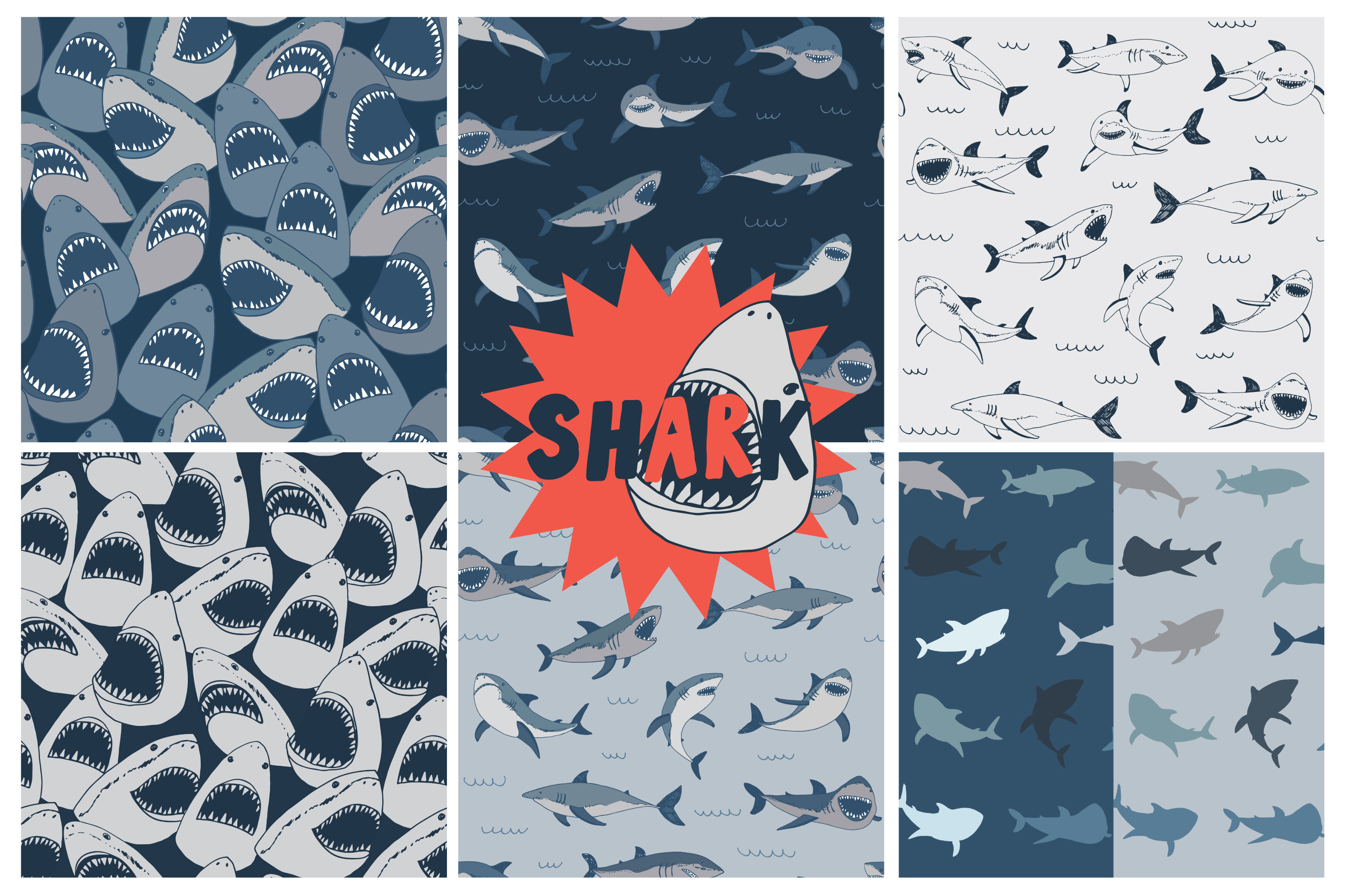 Shark, a Pattern Graphic by GooseFrol