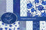 Blue Delft digital papers, a Pattern Graphic by Drumla