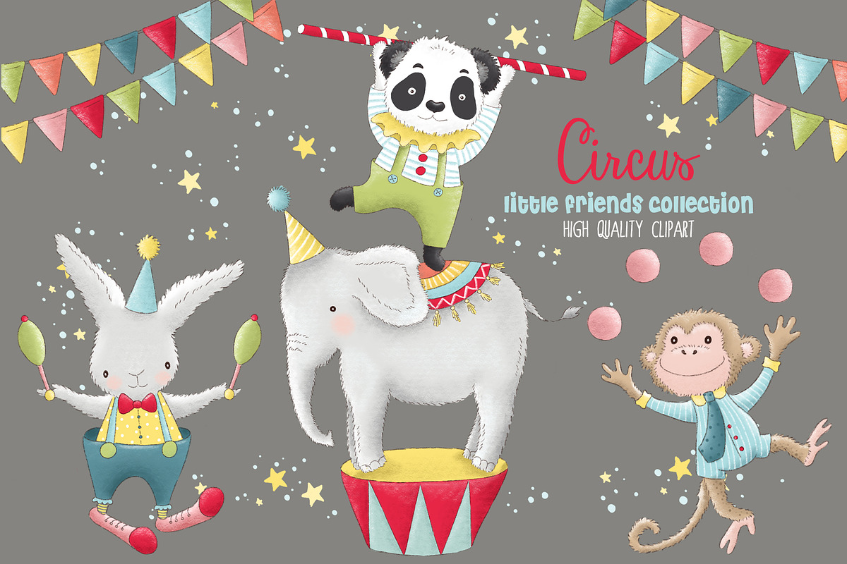 Animal Circus Carnival Clip Art, an Animal Illustration by Magic Story ...