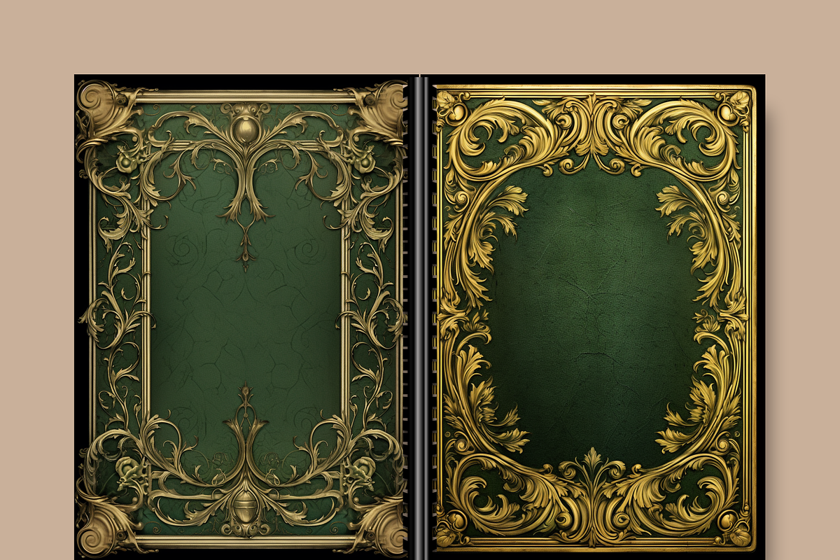 Ornate Gold Book Covers Digital Paper