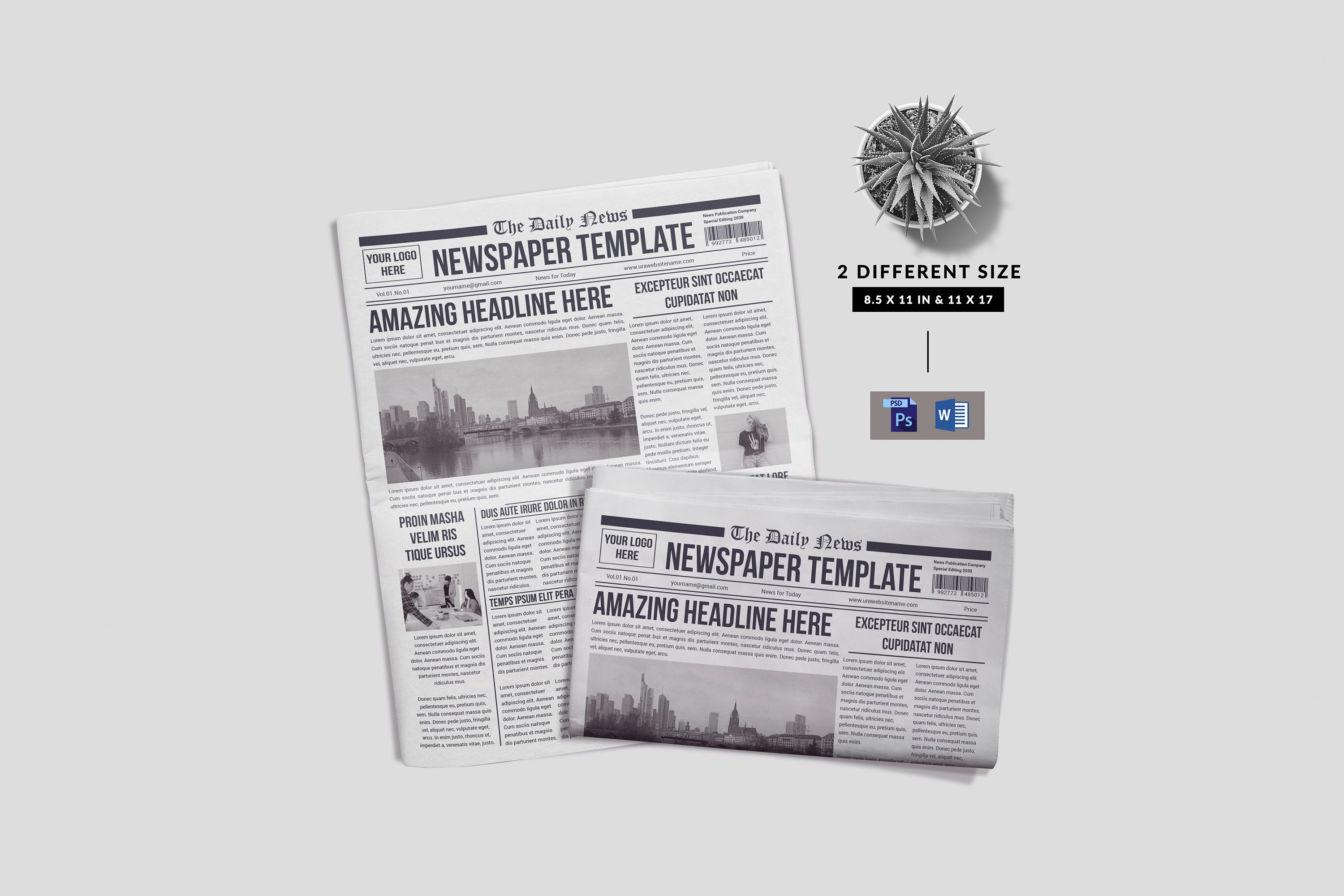 One Page Newspaper Template, a Stationery Template by Ultimate Template ...