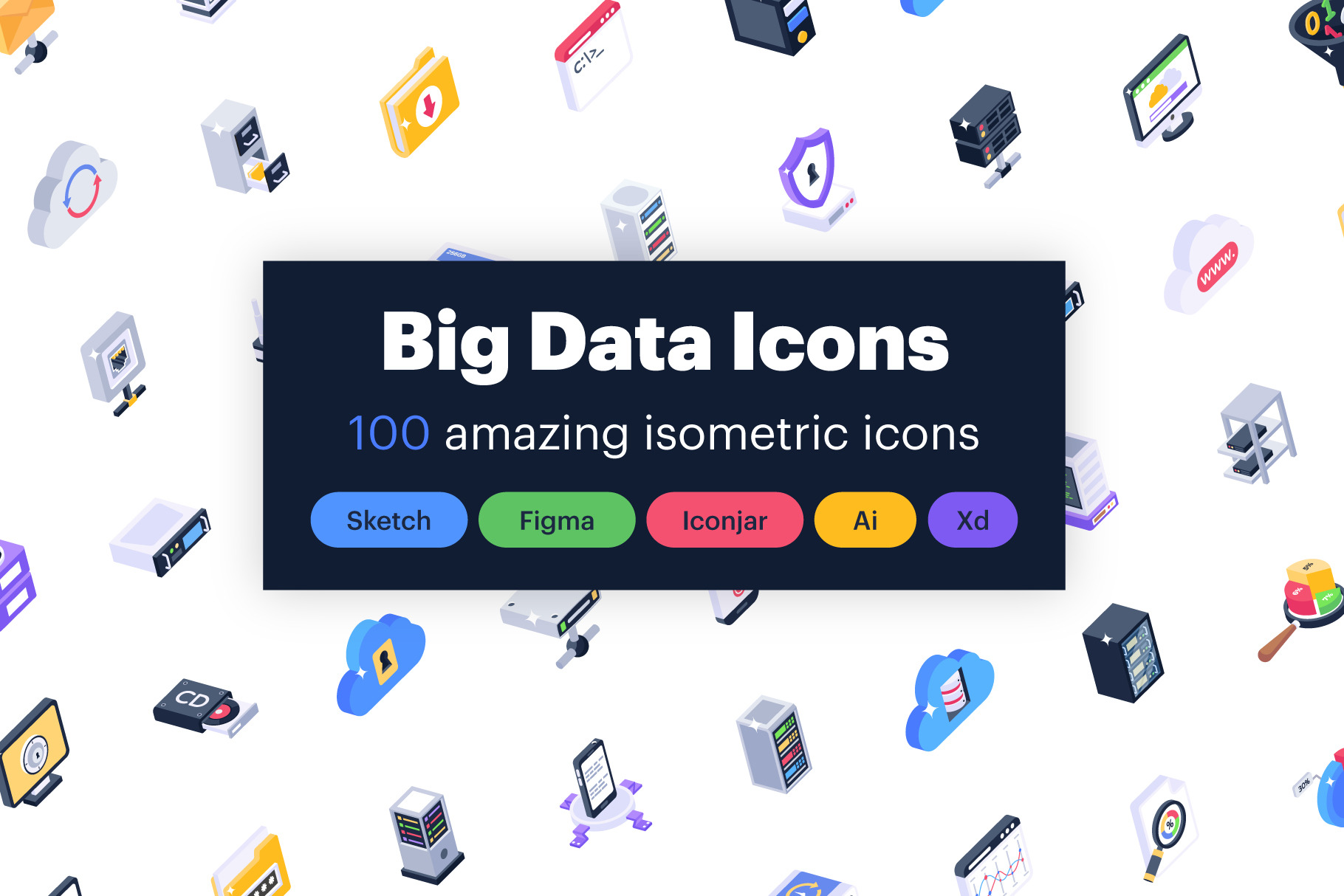 Set of Big Data Isometric Icons | Creative Market