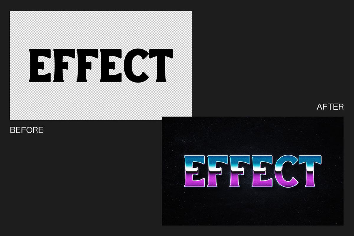 Synthwave Chrome Text Effect, a Layer Style Add-On by dokudokunomi