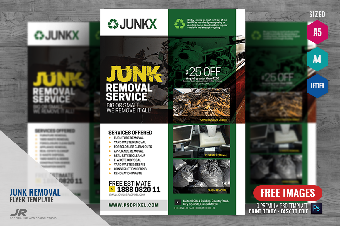 Junk Hauling and Cleaning Services, a Flyer Template by PSDPixel