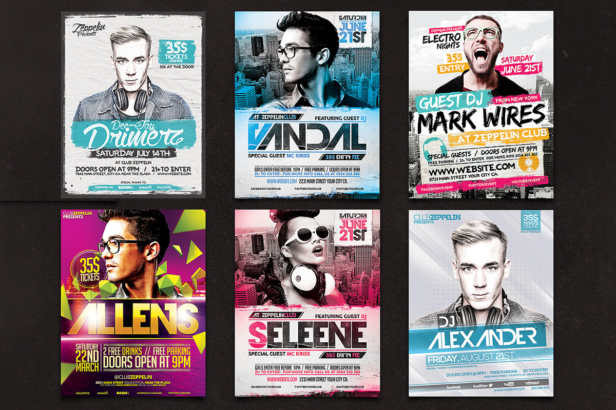 12 DJ Event Flyers + FB Covers, a Flyer Template by Graphicdome