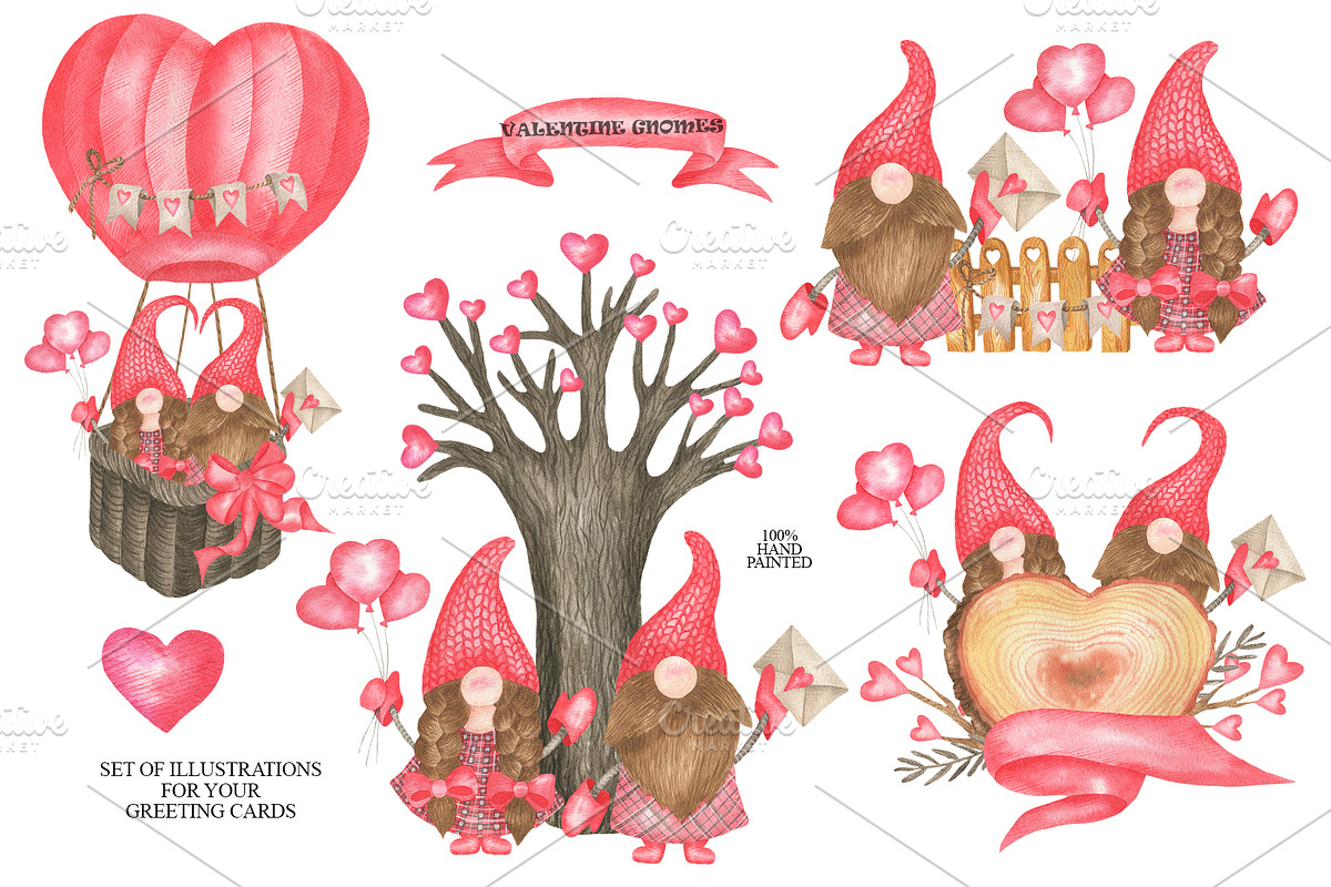 Valentine Day Gnomes Clipart, a Decorative Illustration by OlDm_Shop ...