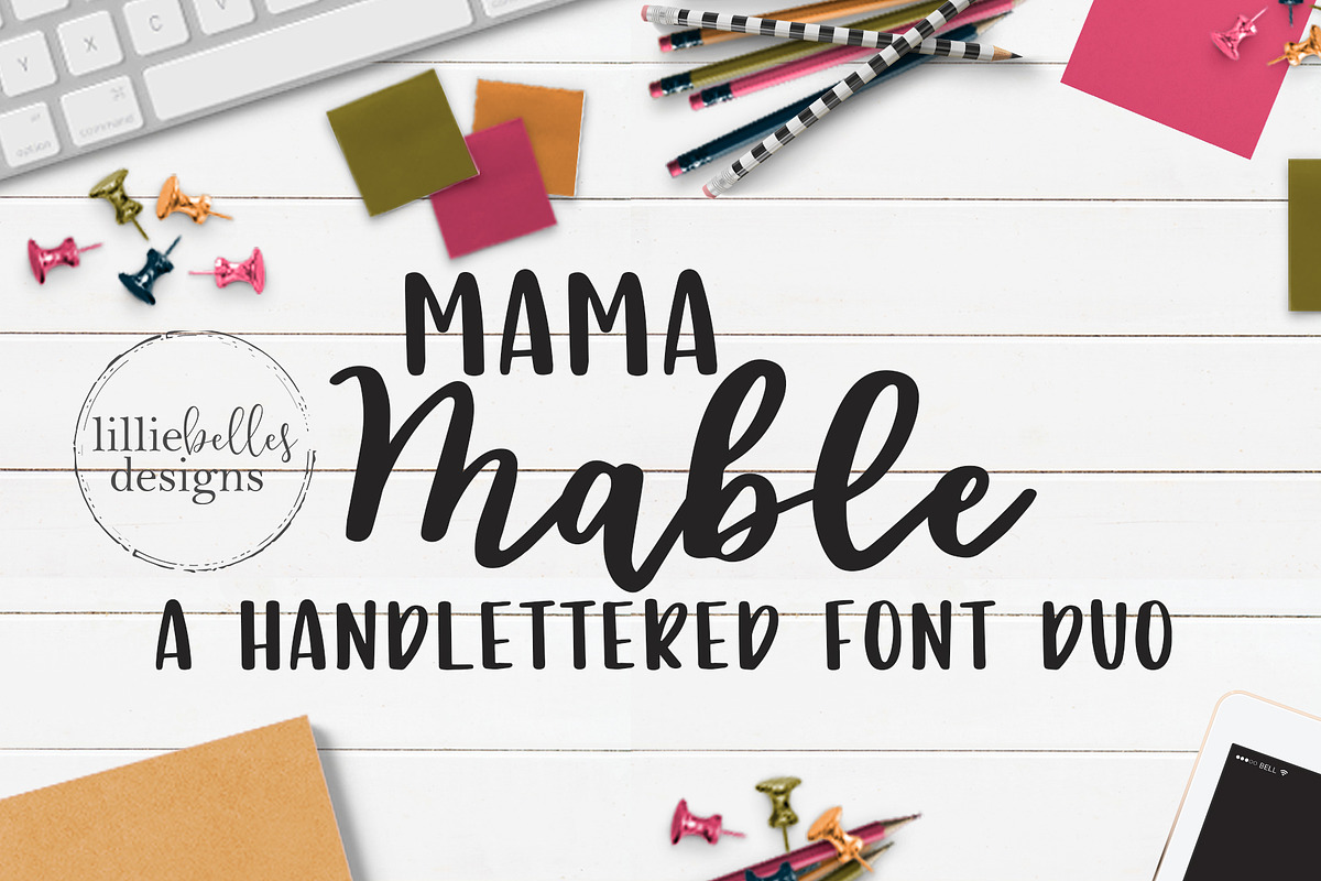 Mama Mable Handlettered Fonts, a Script Font by lillie belles designs