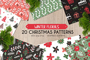 Winter holiday floral patterns, a Pattern Graphic by Cozy pattern shop