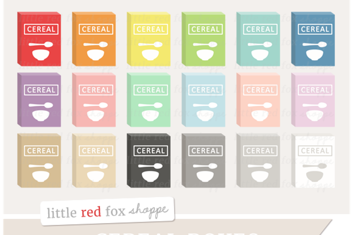 Cereal Box Clipart, a Food Illustration by Little Red Fox Shoppe