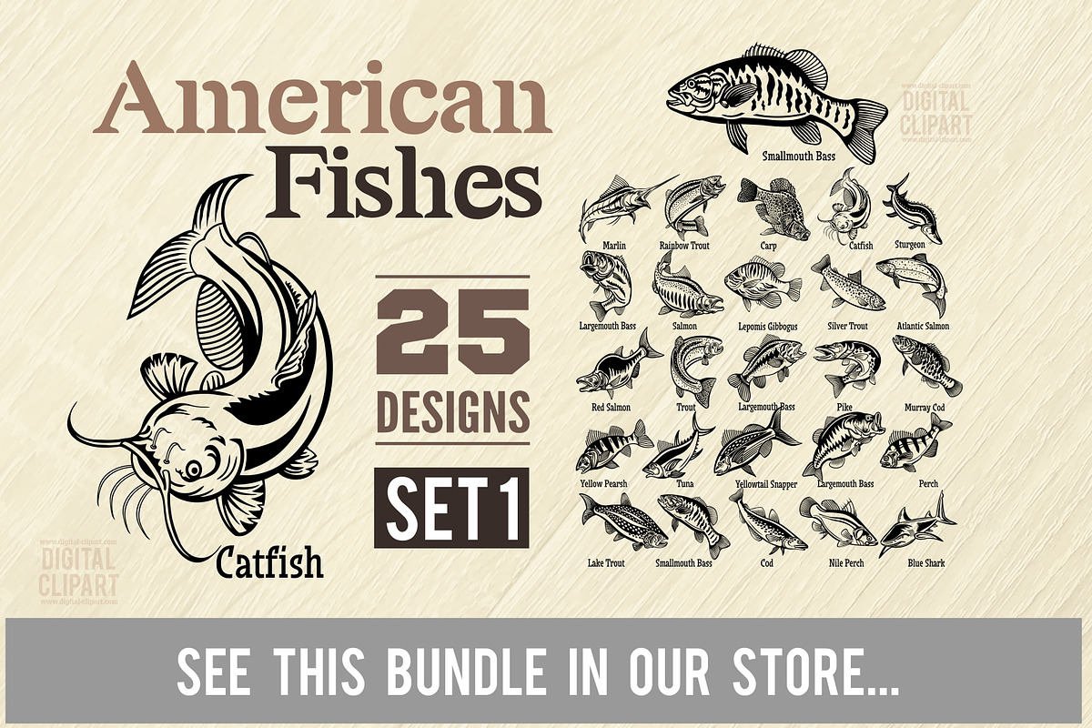 American Fishes - Logo Fish SVG, a Food Illustration by Digital-Clipart ...