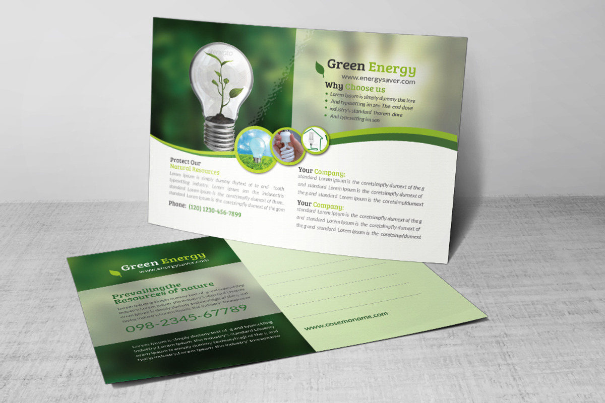 Green Energy Postcard Template, a Card Template by Psd Templates