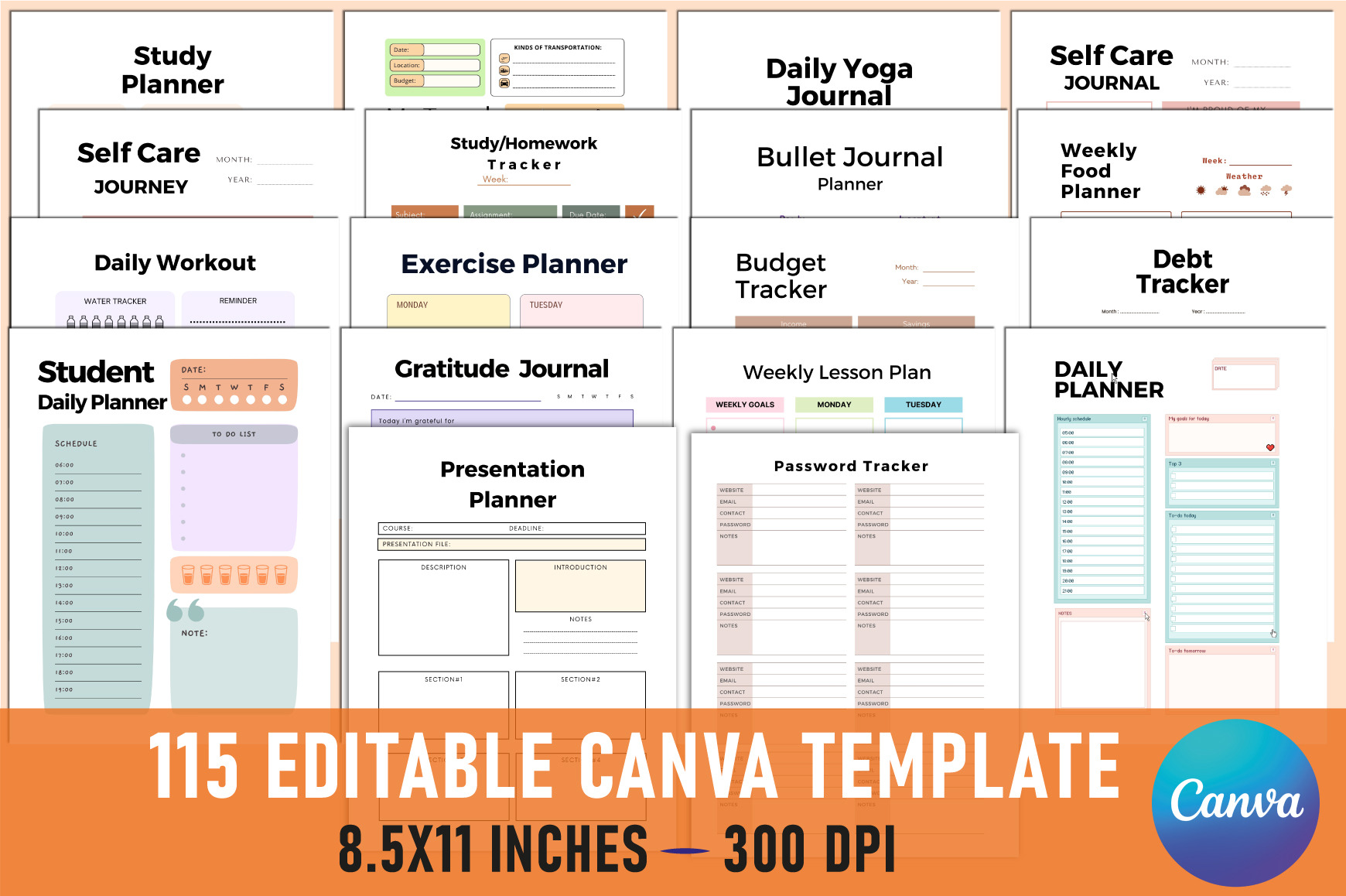 Editable 115 Editable Canva Template