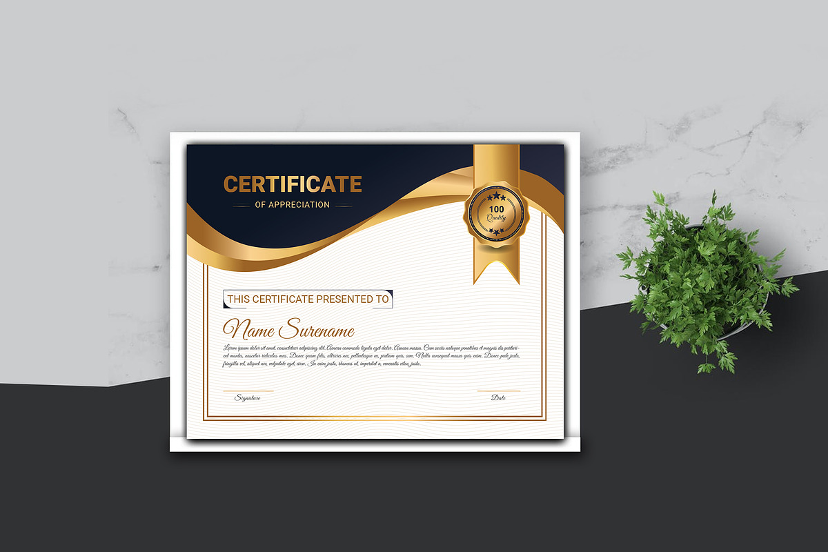 Creative Certificate Design Template, a Stationery Template by MRI STUDIO