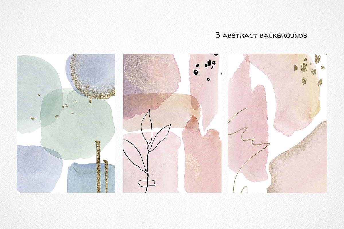watercolor and gold abstract shapes, a Texture Illustration by ...