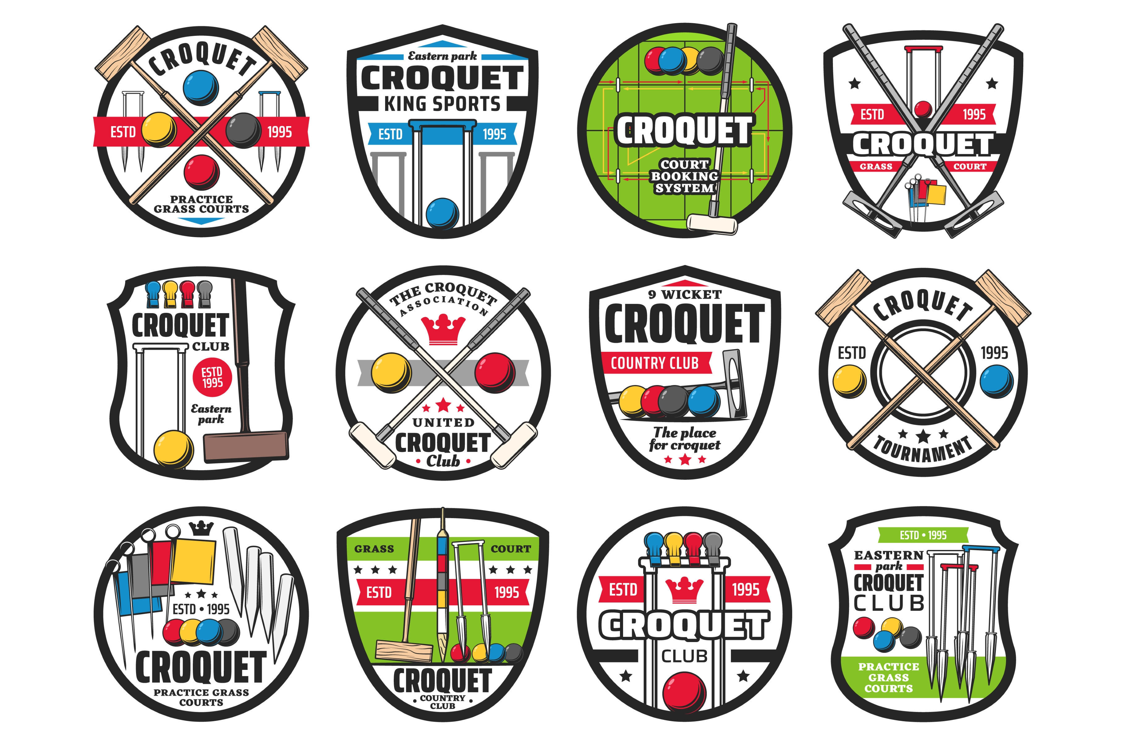 Croquet sport club icons, an Illustration by Vector Tradition