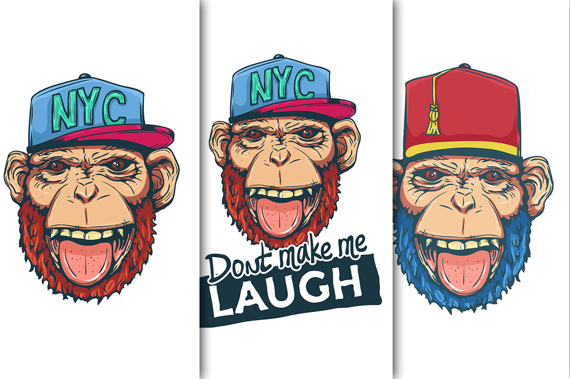 Hand Drawn Smiling Monkey, an Animal Illustration by idimair