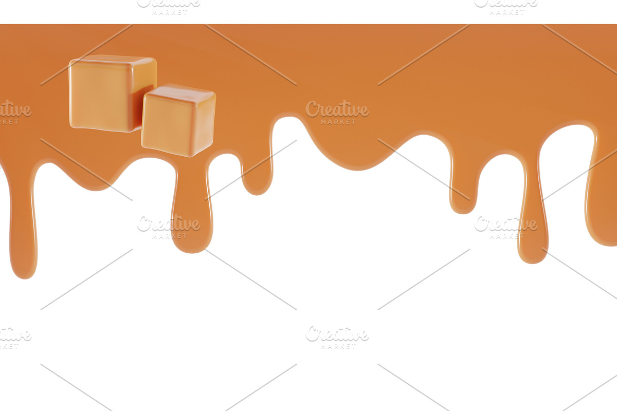 Caramel toffee with dripping melted, a Food Illustration by Marozhkastudio
