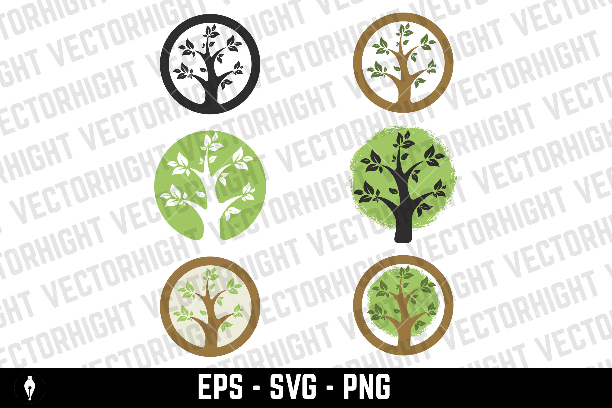 Logo template with tree in circle., a Branding & Logo Template by ...