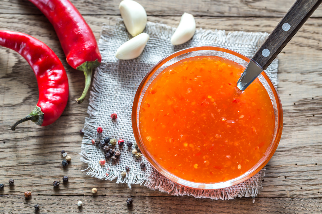 Bowl of thai sweet chili sauce containing asian, background, and bowl ...