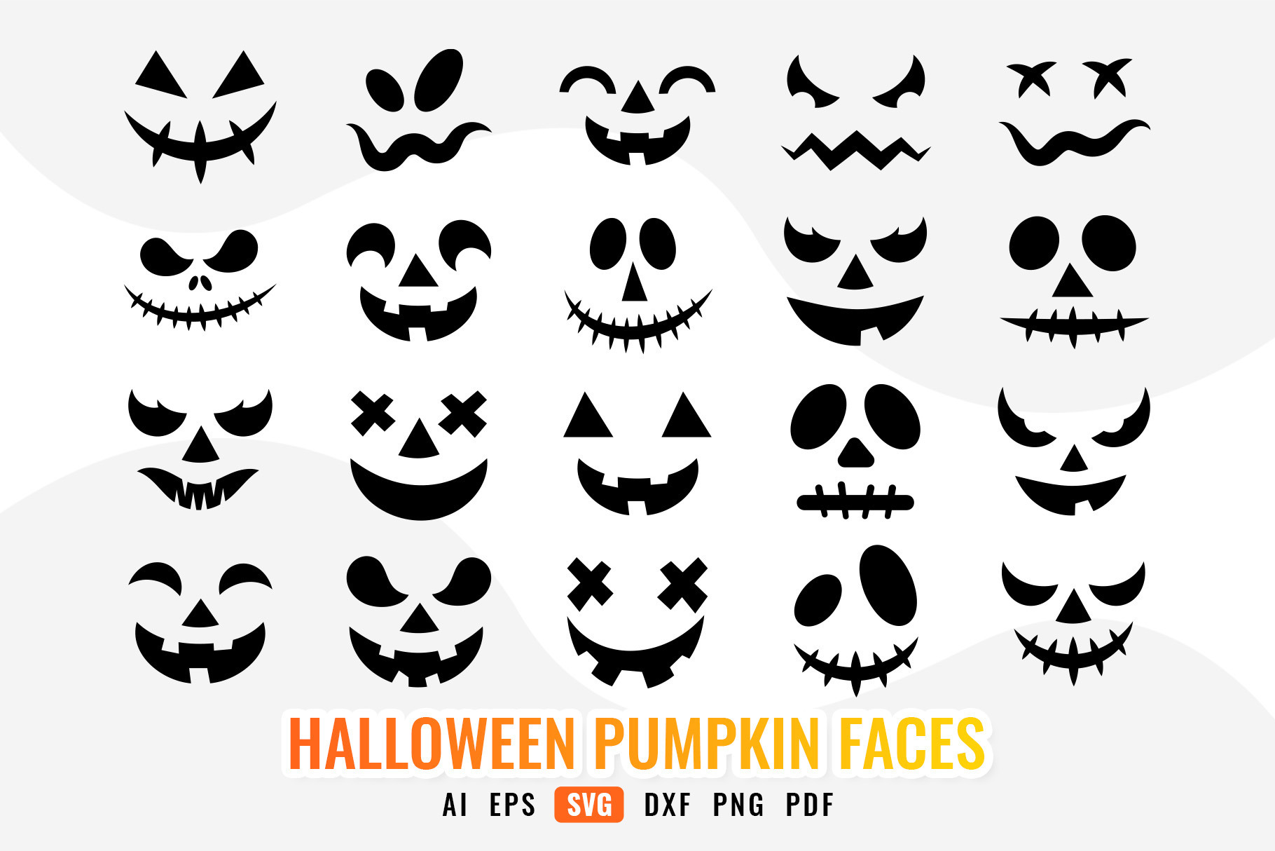 Pumpkin Faces Halloween Clipart, an Object Graphic by P.F. Creative Lab
