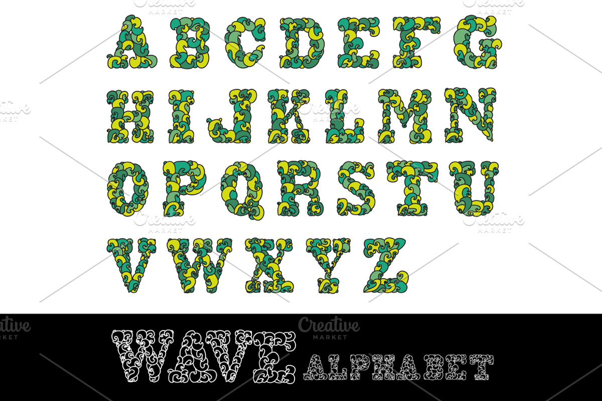 Wave Alphabet, an Education Illustration by Sunset&Sea Design ...
