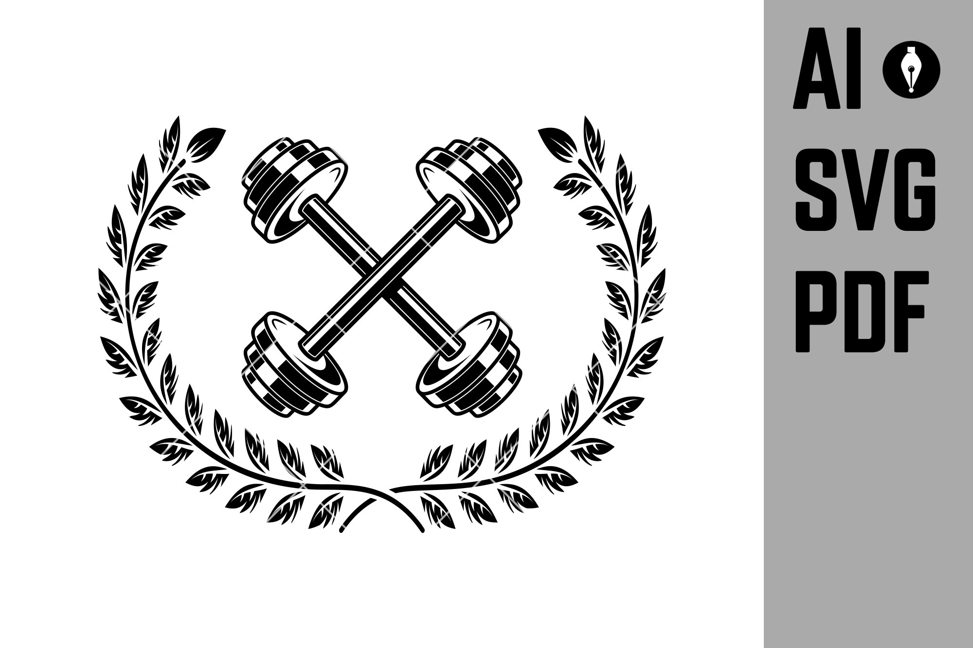Emblem template with crossed barbell, a Sport Illustration by Vectorhight