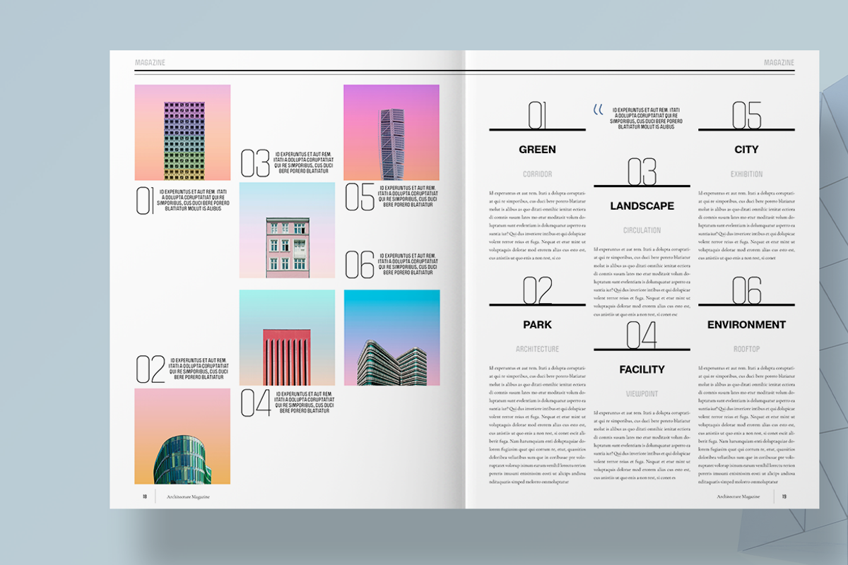 Blue Architecture Magazine Layout, a Magazine Template by Boris Cupac ...