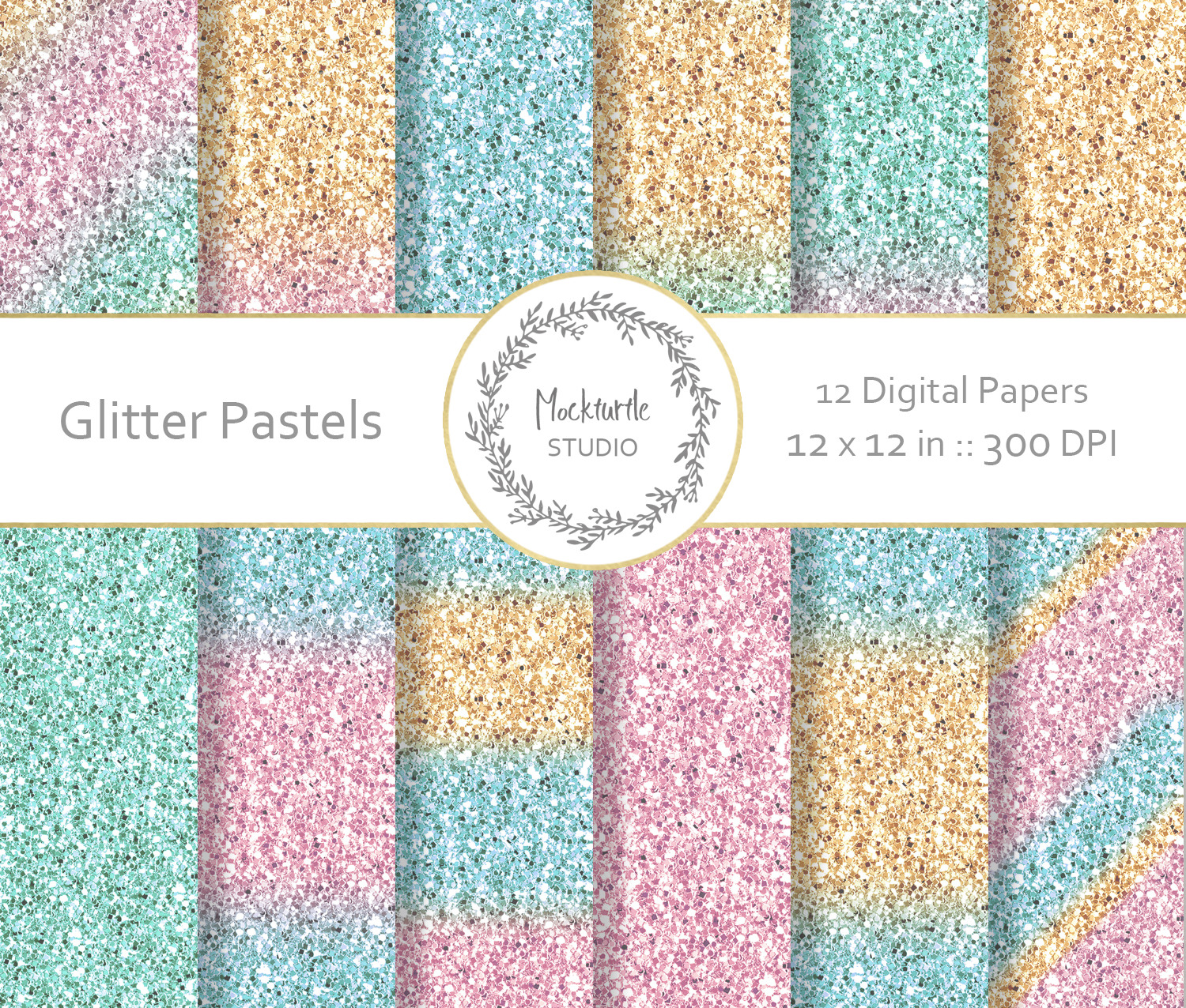 Pastel Glitter digital paper, a Texture Graphic by MockTurtleStudio