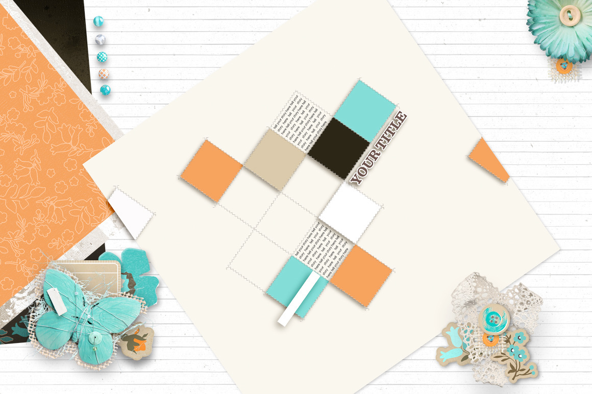 Teal & Orange Scrapbooking Mock Up, a Print Template by Whimsicality