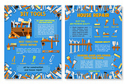 Construction and house repair work tool poster set, an Illustration by ...