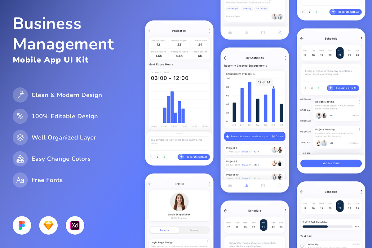Business Management App UI Kit, an UI Kit Template by Betush