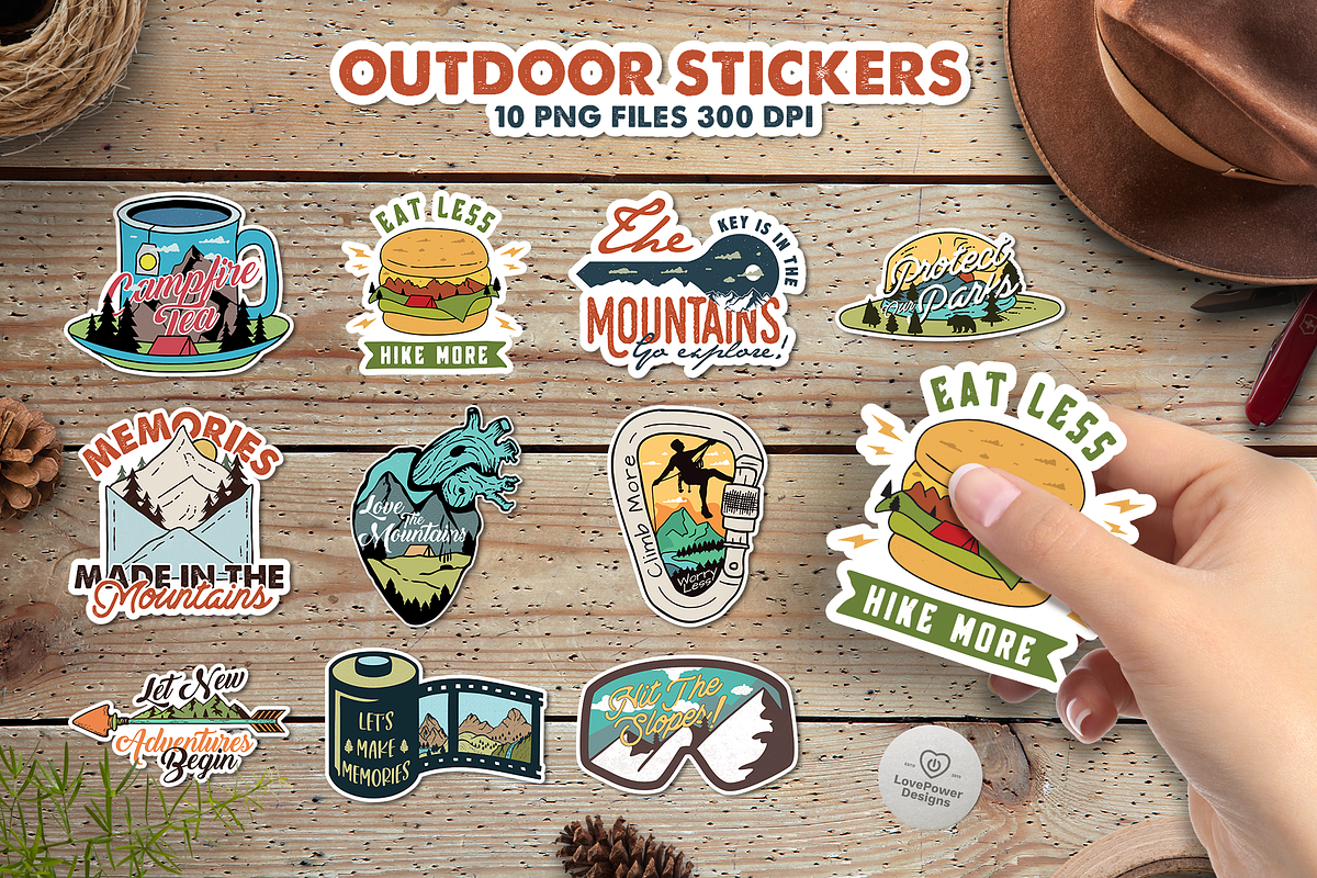 Outdoor Sticker Bundle Adventure PNG, a Graphic by LovePowerDesigns