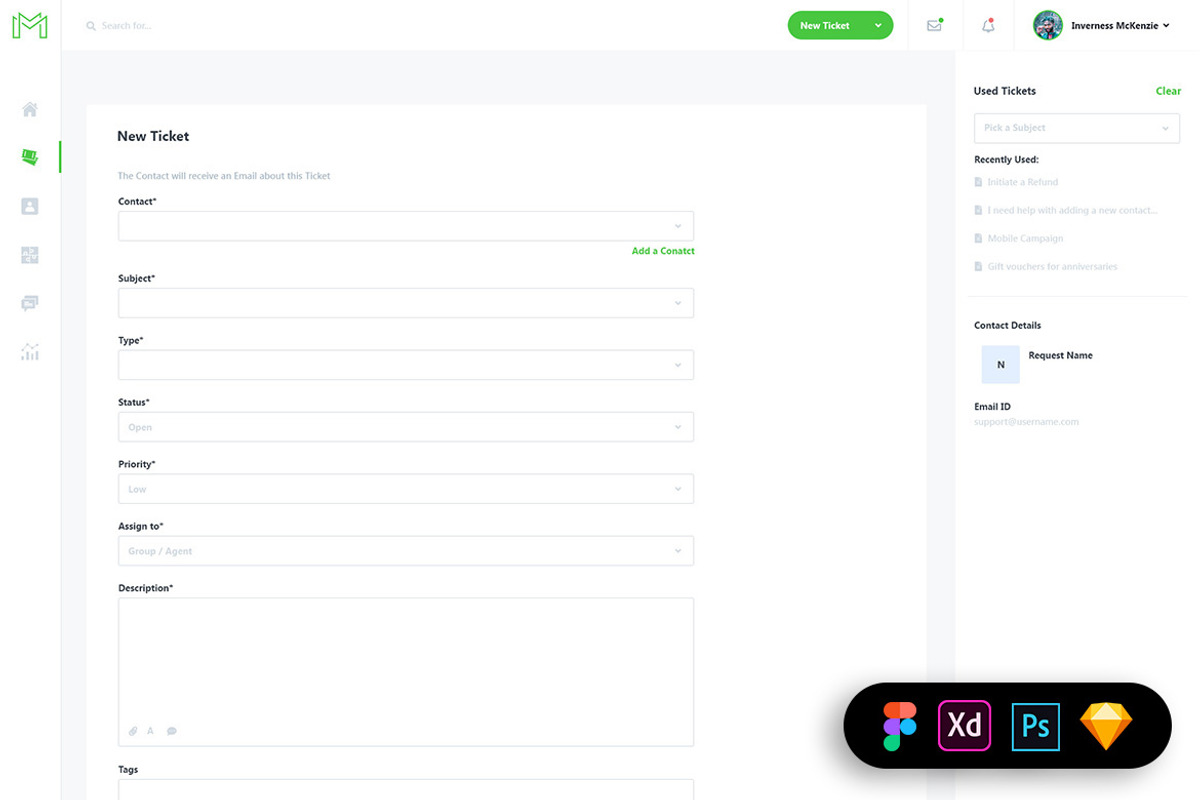 Support Tickets Admin Dashboard UI, an App Template by 3djagan