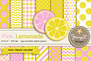 Pink Lemonade Digital Paper &Clipart, a Pattern Graphic by JennyL Designs