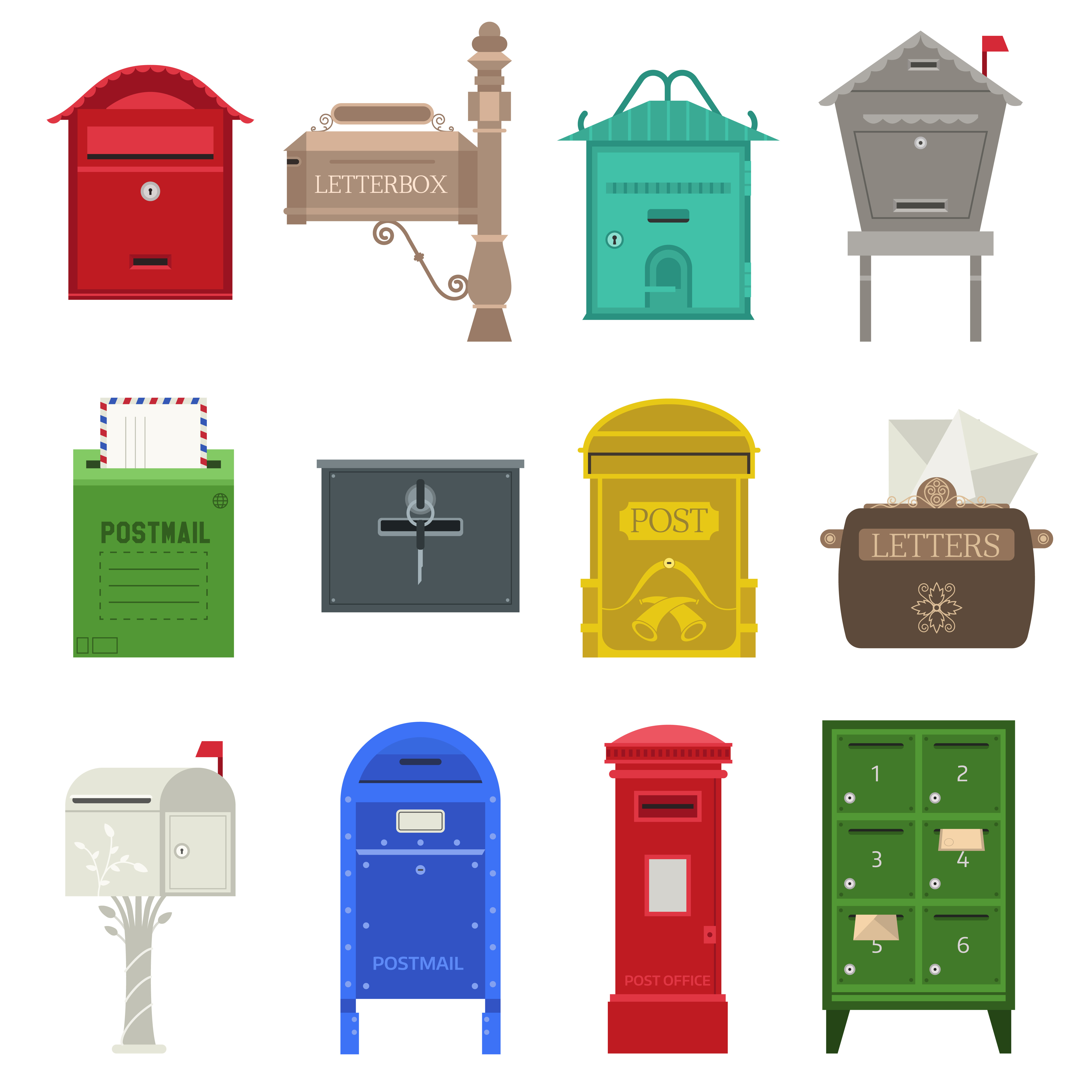 Post mail box vector set, an Object Illustration by Vectorstockersland