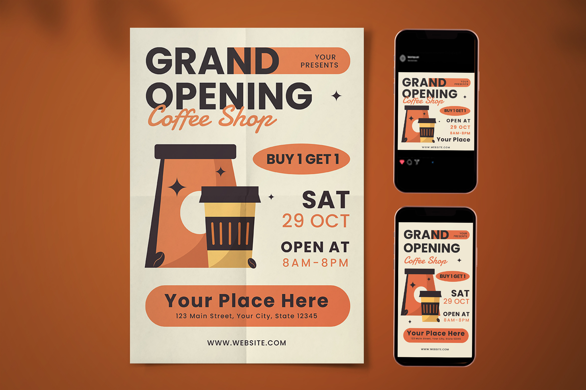 Grand Opening Coffee Shop Flyer Set, a Flyer Template by Pitchlook ...
