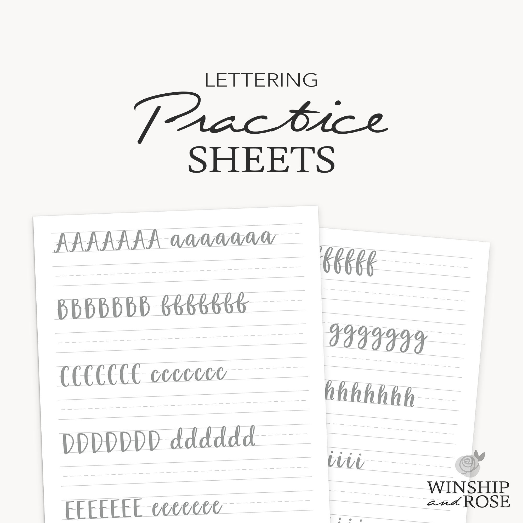 Lettering Practice Sheets Ipad, a Stationery Template by WinshipAndRose