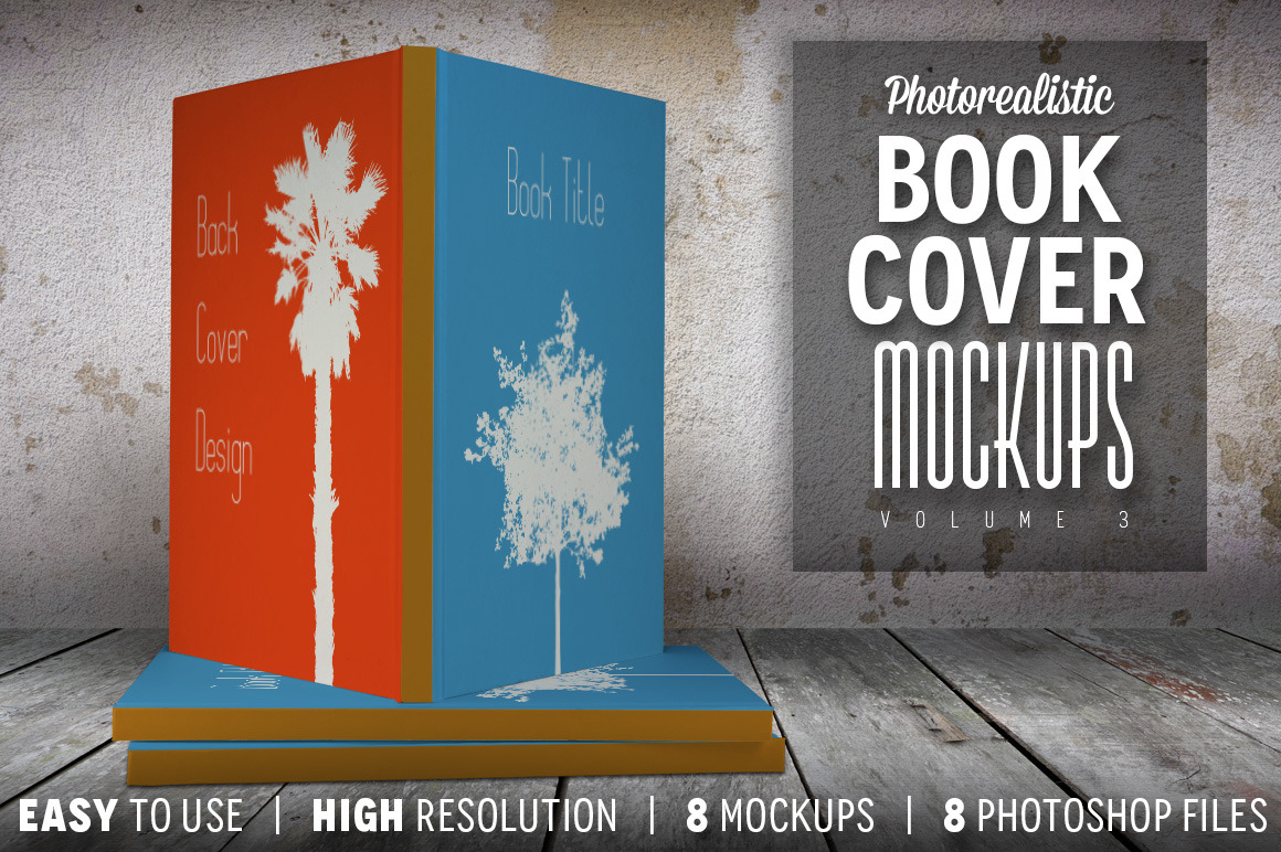 Photorealistic Book Cover Mockups 03, a Print Template by Illusiongraphic