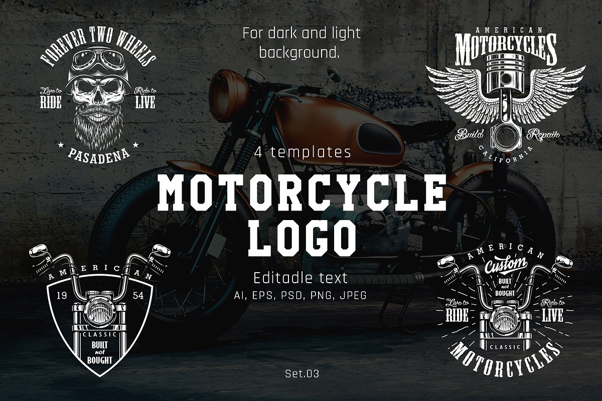 Motorcycle logos set, a Templates & Theme by DGIM studio