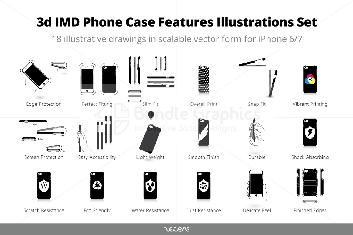 3d IMD Case Feature Icons for iPhone, an Icon by VecRas